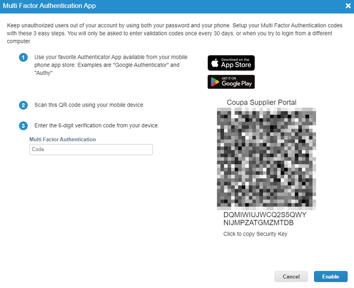 Manage Multi-Factor Authentication | Coupa